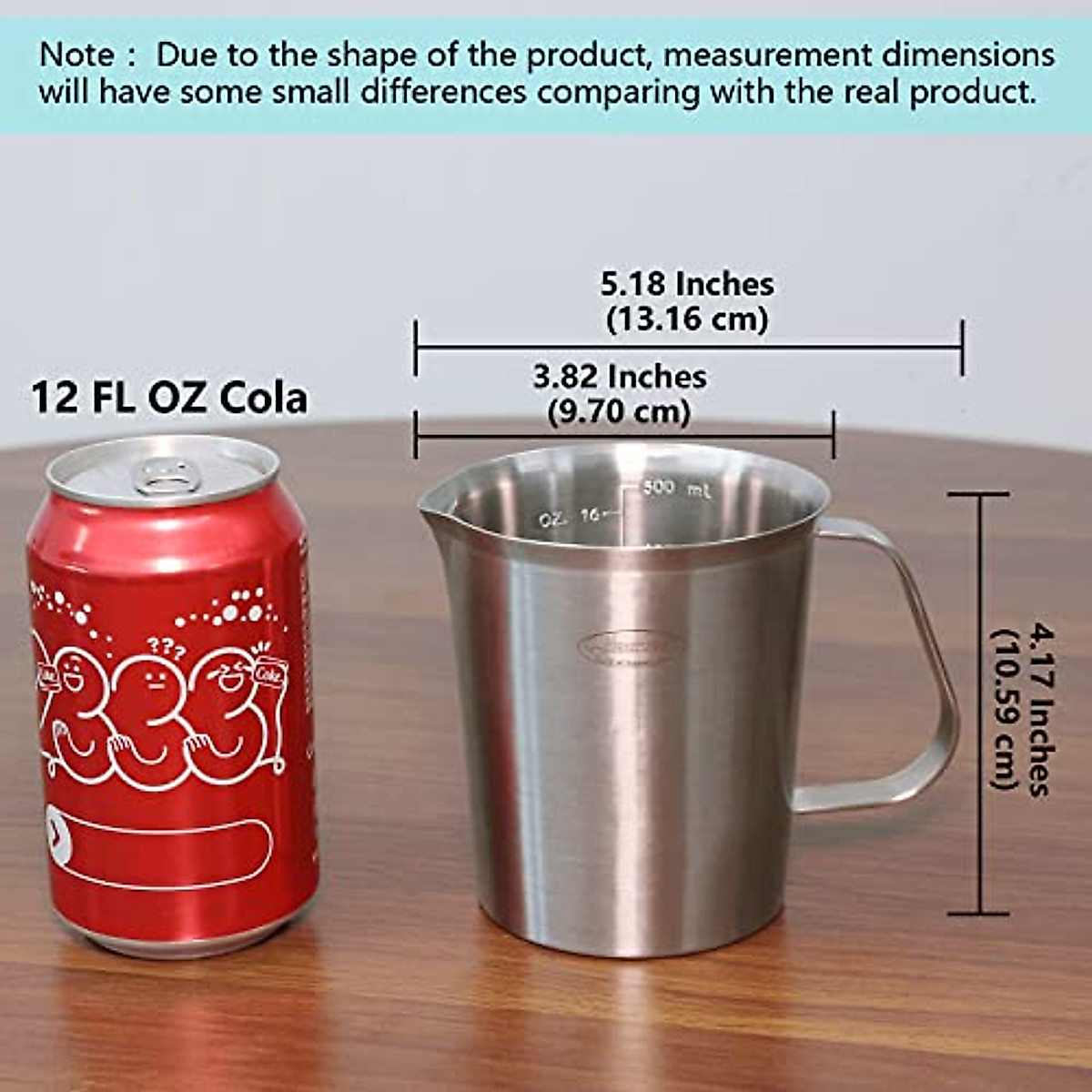 Measuring Cup, [Upgraded, 3 Measurement Scales, Including Cup Scale, ML Scale, Ounce Scale], Newness Stainless Steel Measuring Cup with Marking with Handle, 16 Ounces (0.5 Liter, 2 Cup)
