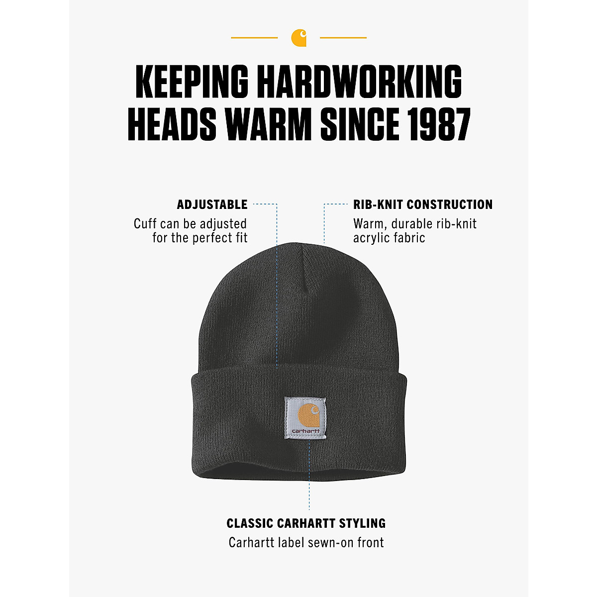 Carhartt Men's Knit Cuffed Beanie, Black, One Size