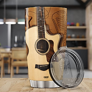 CUBICER Guitar Tumbler Gifts For Teens Guitarist Adults Husband Men Music Lovers Coffee Travel Mug Oz Stainless Steel Insulated Cup On Fathers Day Christmas Birthday Retirement