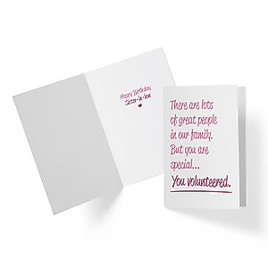 Karto Sweet and Funny Birthday Card For Sister In Law, Single Large 5.5 x 8.5 Greeting Card, Sister In Law Birthday Card, Birthday Cards For Sister In Law Volunteered Sister