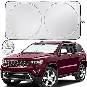 EcoNour Foldable Car Windshield Sun Shade | Sun Shade for Car Windows Blocks UV Rays and Keeps The Heat Out | Foldable Essential Car Accessory for Enhanced Comfort | Large Plus (70 x 42 inches)