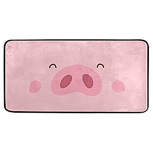 Kitchen Rugs Cute Pig Pink Design Non-Slip Soft Kitchen Mats Bath Rug Runner Doormats Carpet for Home Decor, 39" X 20"