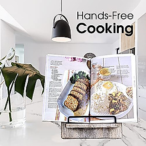 Cookbook Stand Wood Cookbook Holder: Farmhouse Kitchen Cookbook Stand - Adjustable Cookbook Recipe Stand Gray