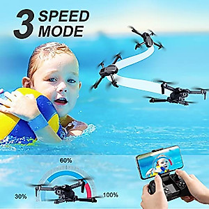 4DRC V22 Foldable Drones with 1080P HD Camera for Adults, RC Quadcopter for Kids,WiFi FPV Live Video, Altitude Hold, Headless Mode, One Key Take Off,Waypoints,3 Batteries,Girls/Boys Gifts,Black
