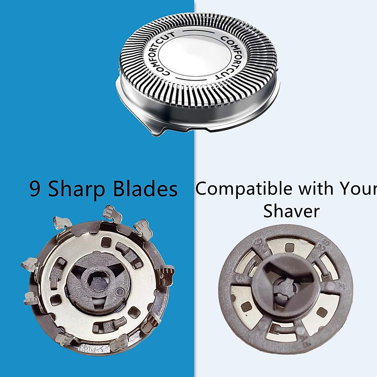 BECHY SH30 Replacement Heads for Philips Norelco Series 3000, 2000, 1000 Shavers and S738, Compatible with Philips ComfortCut Blades Shaving Heads Like S1560 S3310