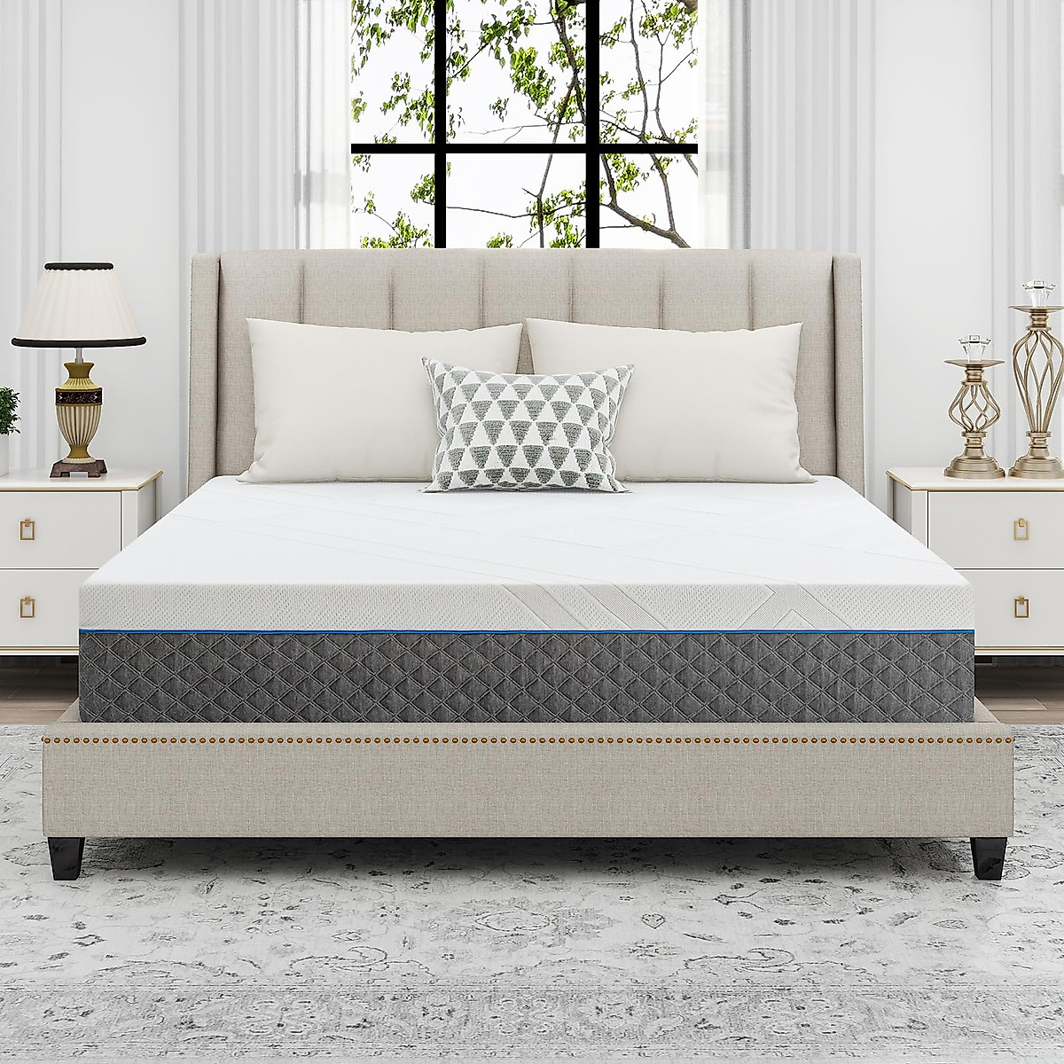 Airdown 14 Inch Queen Size Memory Foam Mattress for Back Pain, Gel Mattress in a Box, Made in USA, 5 Layers of Comfort, 365-Night Trial, CertiPUR-US Certified