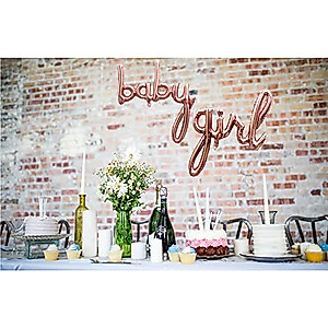 Baby Girl Balloon Rose Gold for Baby Shower Decorations Hand Writing Style Foil Balloon for It’s a Girl Party Birthday Party