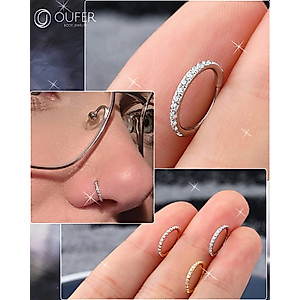 OUFER Nose Rings Hoops, 20G Hoop Nose Ring, 8mm Nosril Piercing Hoop, Stainless Steel Cartilage Tragus Helix Earrings Cartilage Earring 20g Nose Hoop for Women Men