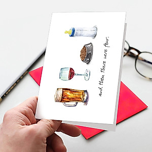 Funny Baby Shower Card for Boy Girls, Cute Baby Shower Congratulation Card, New Baby Card for New Mom Dad Parents, And Then There Were Four Card