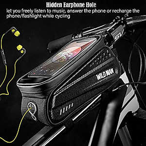 WILD MAN Bike Bag, Bike Accessories, Bike Phone Holder Bike Phone Mount, Waterproof Bike Phone Bag, Mountain Bike Accessoriess for Adult Bikes with 3D Hard EVA,Phones Under 6.5" (ES3)