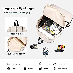coowoz College Bag Lightweight Casual Daypack College Laptop Backpack for Men Women Water Resistant Travel Rucksack for Sports backpack for Women(White)