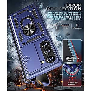 Neivi Case for Samsung Galaxy Z Fold 5 Case with Magnetic Kickstand Slide Camera Cover Protector[8FT Military Shockproof Protection] Bumper Car Mount Phone Case Samsung Z Fold 5 5G (Blue)