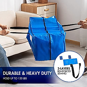 TAILI Heavy Duty Moving Bags, Clothing Storage Bags with Sturdy Zipper and Strong Handles, Blue Clothes Storage Bins, Extra Large Tote Bag for Moving Supplies, Better than Moving Boxes (4-Pack)