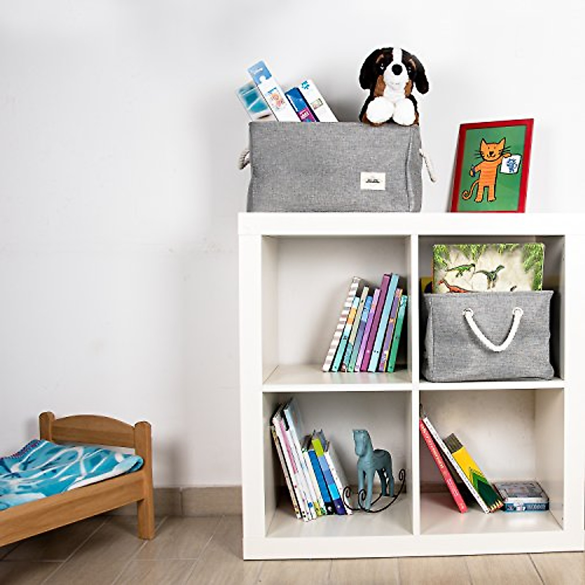 DAE Living Fabric Storage Bins (Set of 2) | Extra Stiff Canvas Fabric | Wire Framed | Fully Lined Interior | Perfect for Clothes, Toys, Shoes, Pet Supplies, Nurseries, Closet and Shelf Storage