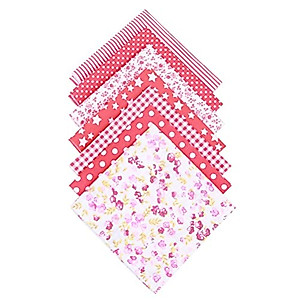 BESPORTBLE Quilted Sheets 7pcs Craft Felt Fabric Sheets Flower Printed Cotton Fabric Squares Floral Patchwork Squares for DIY Sewing Craft Farmhouse Decoration 50cm Red Cotton Bed Sheets