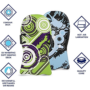 ALPHA CAMP 36" Snow Sled Premium Recreational Winter Foam Snow Sled with Tow Rope and Handles 2 PACKS