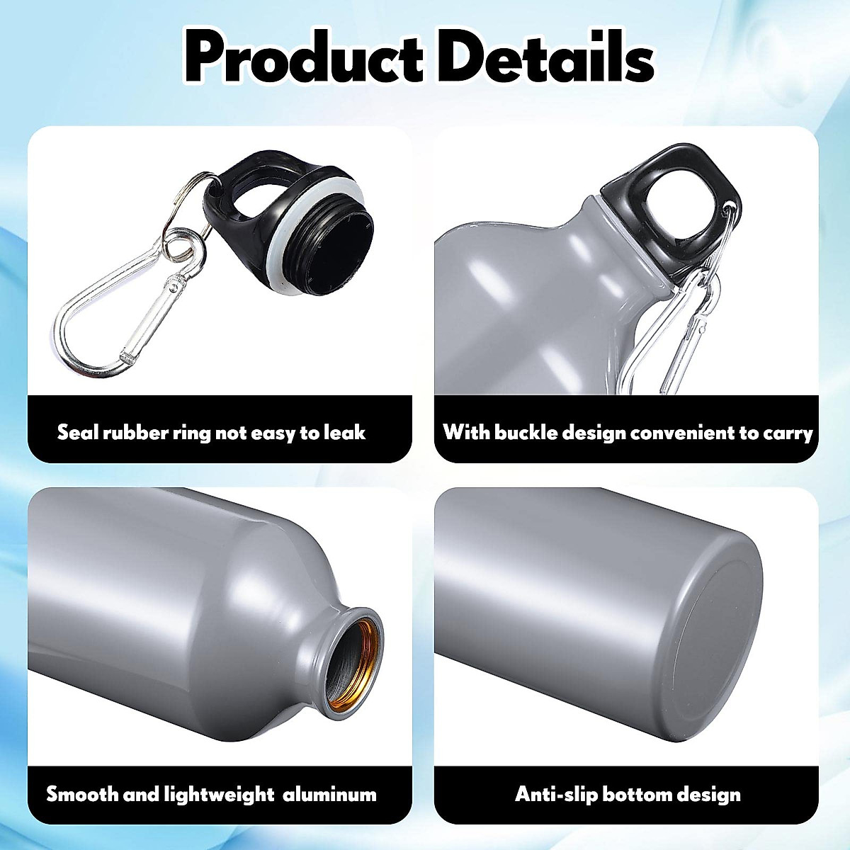 Tanlade 14 Pack Aluminum Water Bottles Bulk 20 oz Lightweight Reusable Blank Water Bottles Gym Sports Bike Leak Proof Bottles with Twist Cap Buckle for Travel Camping Running Cycling Outdoor, 14 Color