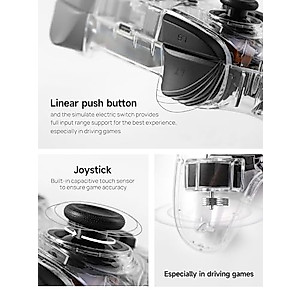 TPARTS Wireless Game Controller for Tesla Model 3/Y/S/X, Multi-Device Crystal Clear Controller with 7-Colors LED Mode Special Programmed and Design For Tesla/Switch/STEAM Deck/PC(1 pc)