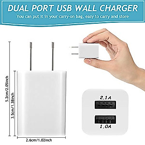 12 Pieces USB Wall Plugs USB Charger Blocks Charging Blocks for Wall Outlet 2.1a Dual Port USB Wall Plug Fast Charging for Most Smartphones and Tablets (White)