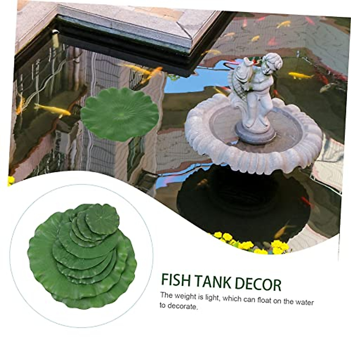 Abaodam 10pcs Fish Tank Simulated Lotus Leaf Faux Greenery artificiales para Faux Plants Fish Pond Leaves Decoration Pond Lilly pad Floating Water Lily Fish Tank Ornament