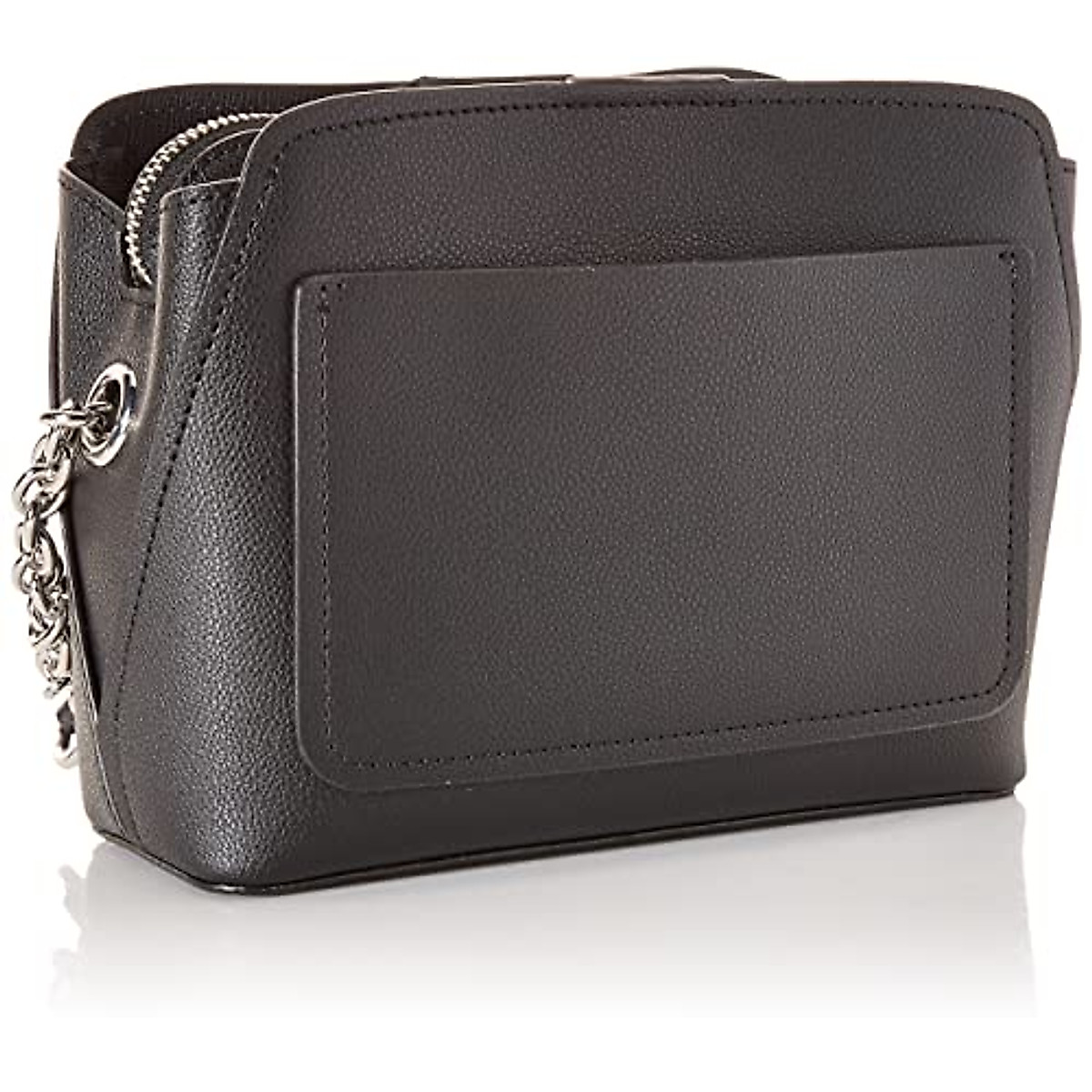 Calvin Klein Hailey Micro Pebble Triple Compartment Chain Crossbody, Black/Silver