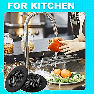 Sink Drain Strainer, 2 PCS Kitchen Sink Strainer - Upgraded Large Wide Rim 4.5" Diameter Stainless Sink Strainers for Kitchen Sinks, Suitable for Most Sink Drains, Anti Clogging - Regular Black