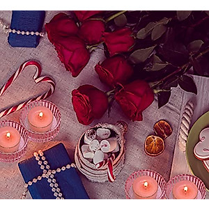 Vixdonos Pink Candle Holders Set of 6 Glass Tealight Candle Holders for Table Centerpieces and Wedding Decor(L)