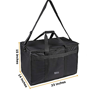 cherrboll Insulated Food Delivery Bag, Commercial Grade Food Warmer with Detachable Dividers & Shoulder Strap, Thick Thermal Carrier for Restaurant Catering Transport