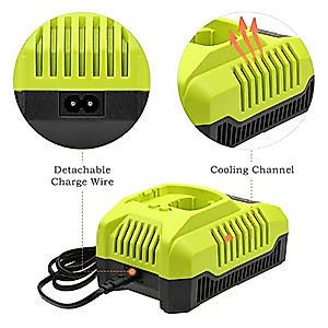 Replacement Charger Compatible with All Ryobi 18v Charger for Ryobi 9.6v-18v P102 P105 P107 P117 P113 Charger Dual Chemistry IntelliPort Lithium Ion and NiCad