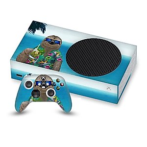 Head Case Designs Officially Licensed Barruf Sloth In Summer Art Mix Vinyl Sticker Gaming Skin Decal Cover Compatible With Xbox Series S Console and Controller Bundle