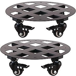 2 Packs Metal Plant Caddy with Wheels 12” Heavy-Duty Wrought Iron Rolling Plant Stands with Casters Indoor and Outdoor Plant Pot Roller Base Plant Saucer Movers Black, Strong Load Capacity