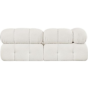 Meridian Furniture 611Cream-S68A Ames Collection Modern | Contemporary Modular Sofa with Rich Cream Boucle Fabric, Modular to Create Infinite Configurations, 68" W x 34" D x 28" H, Cream