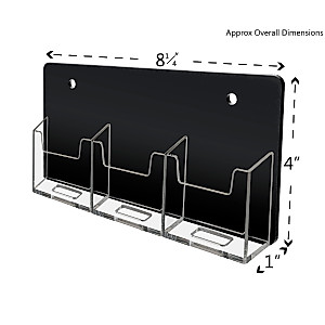 Marketing Holders Wall Business Card Holder with Hanging Hardware for 2" x 3.5" Vertical Appointment Gift or Reward Cards Schools Colleges Universities Retail Stores 3 Slot Clear on Black Acrylic
