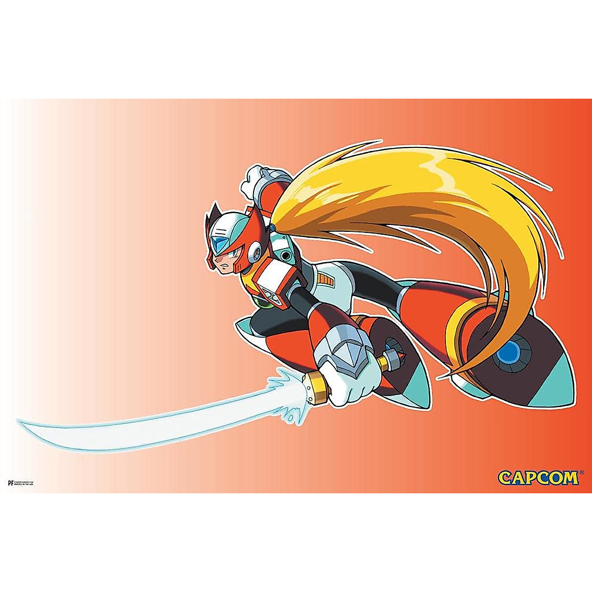 Mega Man Zero Jump Video Game Video Gamer Classic Retro Vintage 90s Gaming MegaMan Capcom Legacy Collection Megaman 11 Mega Man X Dr Wily Cool Wall Art Print Poster 24x36