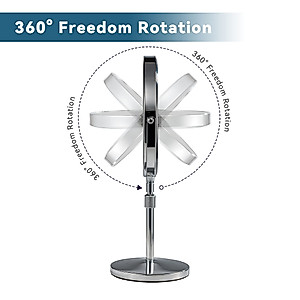 HOMEMIRO 17" Tall Tabletop Makeup Mirror Height Adjustable Vanity Mirror 8" Large Free Standing 1X/10X Magnifying Mirror on Stand,Classic Round Desktop Make Up Mirror for Bathroom or Bedroom,No Light