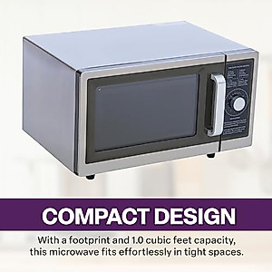A-to-Z Supply Commercial Microwave with Dial Control, 1 Cubic Feet Interior, Stainless Steel, 1000 Watts, UL and NSF Approved