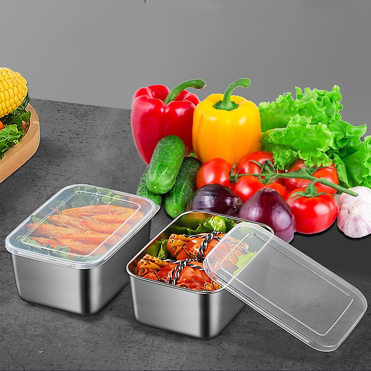 GRZJOPP 6Pcs Stainless Steel Snack Containers Small Food Storage Containers with Lids Perfect Metal Food Containers Prep Bowl Sets for Fruit Candy Nut