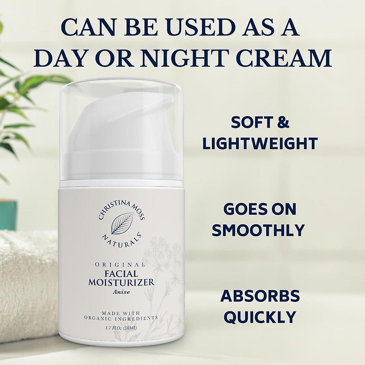 Anise Facial Moisturizer Cream from Plant Extracts & Oils That Truly Moisturizes, Can Help Soften & Sooth, Lightweight, Not Greasy, For ALL Skin Types
