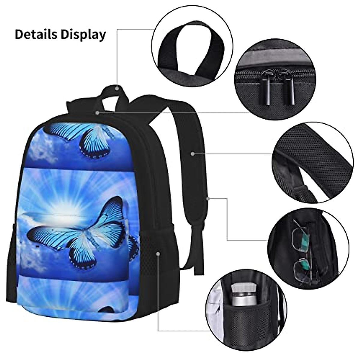 YIDUODUOX School Bookbags Set Personalized Beauty Butterfly Student Backpack With Lunch Box And Pencil Case School Backpack Boys Girls