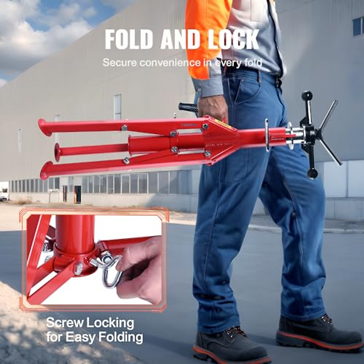 VEVOR Heavy-Duty Pipe Stand Adjustable Folding Pipe Jack Stand | Sturdy Construction 2500 lbs Load Capacity | Ideal for Welding, Automotive, and Construction Projects