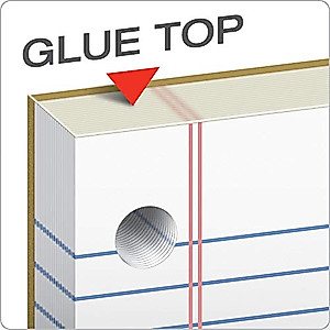 TOPS The Legal Pad Legal Pad, 8-1/2 x 11 Inches, Gum-Top, 3-Hole Punched, White, College Rule, 50 Sheets per Pad, 12 Pads per Pack (75270)