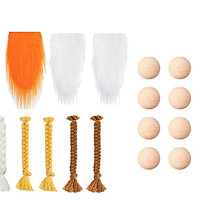Generic Soft Faux Fur Gnome Beard and Natural Wood Balls DIY Crafting Kit, Style A, 18cmx9cm