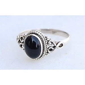 Black Onyx Stone Ring 925 Sterling Silver Statement Ring For Women Handmade Rings Gemstone Christmas Promise Ring Size US 7 Gift For Her
