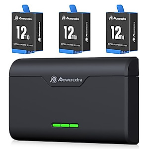 Powerextra Hero 12/11/10/9 Battery 3-Pack(2250mAh) and 3-Channel USB Storage Quick Charger for Gopro Hero 12 Gopro Hero 11 Hero 10 Hero 9 Black Compatible with Gopro Hero 9/10/11 Battery and Charger