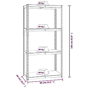 vidaXL 4-Layer Shelves - Blue Industrial Steel & Engineered Wood Storage Racks - High Load Capacity, Adjustable, Easy Assembly, 3 pcs