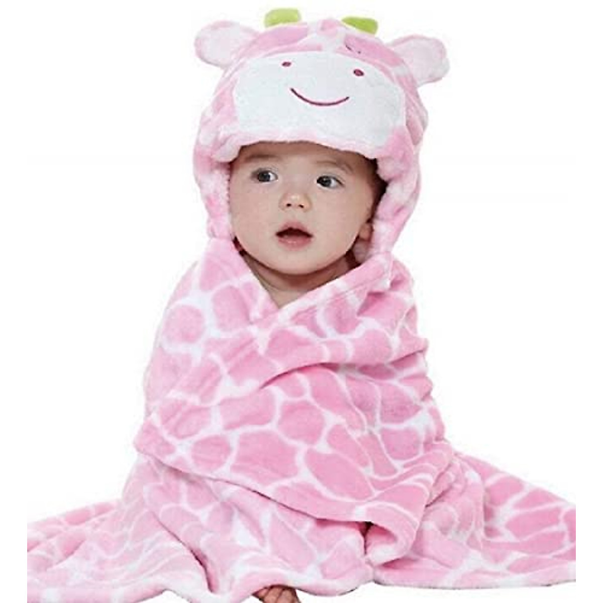 Gneliwm Baby Hooded Blanket Newborn Infant Soft Warm Swaddle Wrap Animal Face Coral Fleece Shower Bath Towel