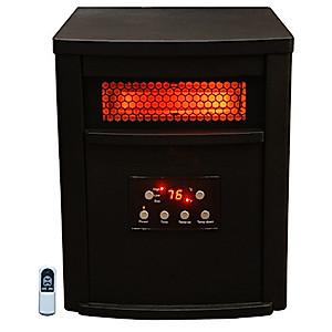 LifeSmart LifePro 1500W Portable Electric Infrared Quartz Indoor Space Heater with 6 Adjustable Heating Elements and Remote Control, Black