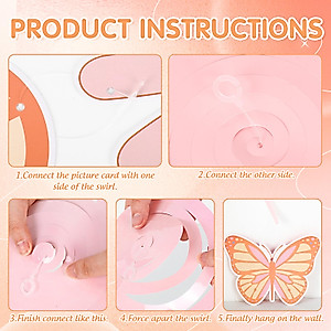 AnyDesign 36Pcs Two Groovy Party Hanging Swirls Decoration Kit Retro Hippie Boho Flower Butterfly Hanging Streamers Ceiling Spiral with Cutout Cardboard Ornaments for Home Classroom Birthday Supplies