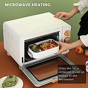 HEWOOH Bento Box Adult Lunch Box (74 Oz Large Capacity), Reusable, Including Lunch Bag, Fork And Spoon, 3 Dividers, Suitable For Work, Picnic, Dishwasher And Microwave Safe.(White)