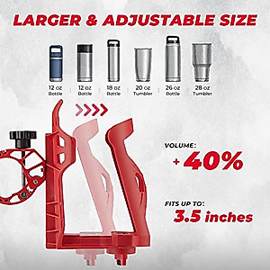 Upgraded ATV/Bike Cup Holder 2.0, Kemimoto Motorcycle Cup Holder Handlebar Bike Water Bottle Holder with 0.6”-1.56” Metal Clamp Universal for ATV Scooter Boat Stroller Wheelchair Golf Cart Red